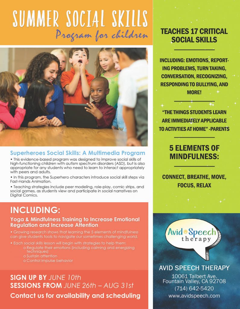 Summer Social Skills Flyer Resized - avidspeech.com